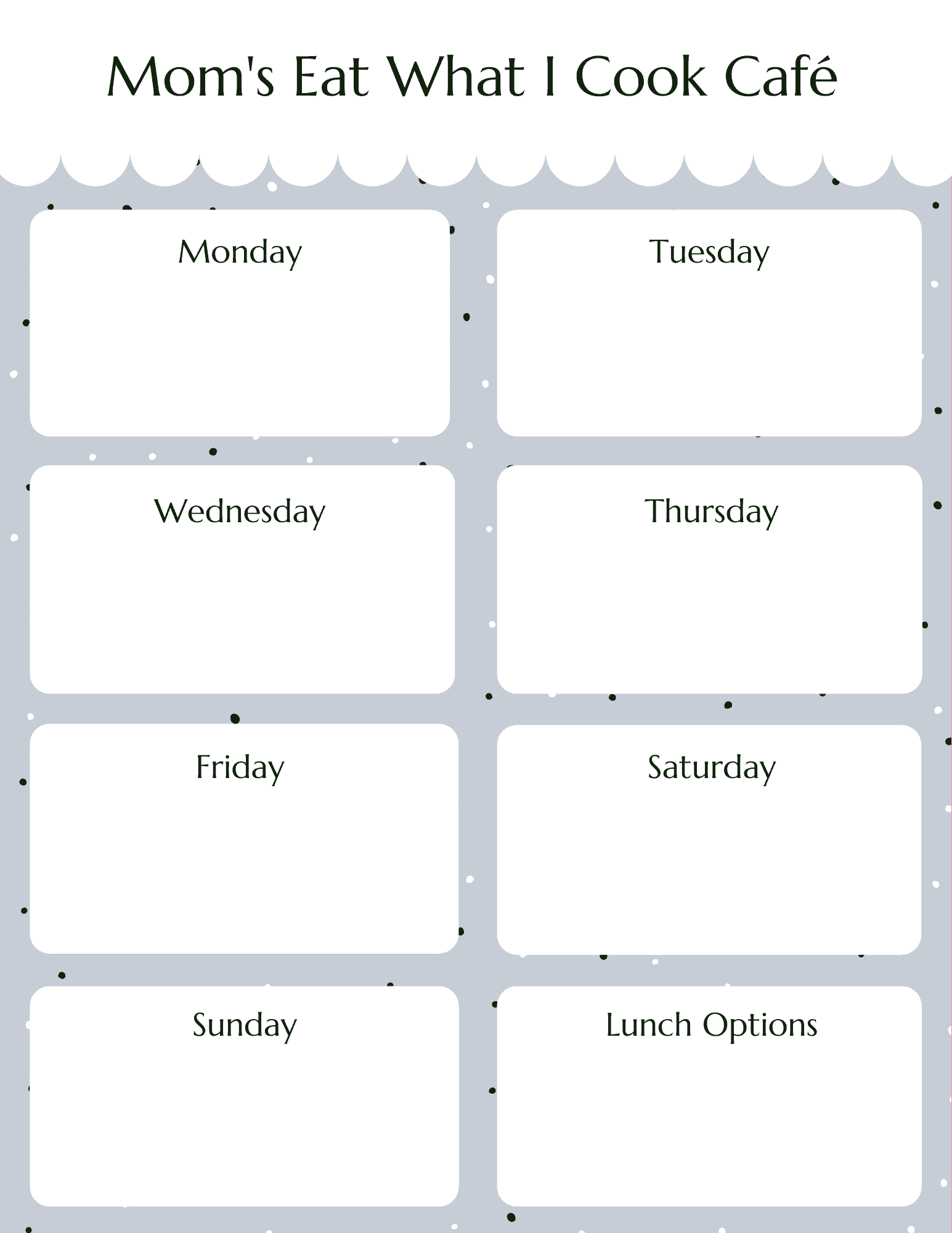 Menu Plan Printable | Yellow Cottage Living