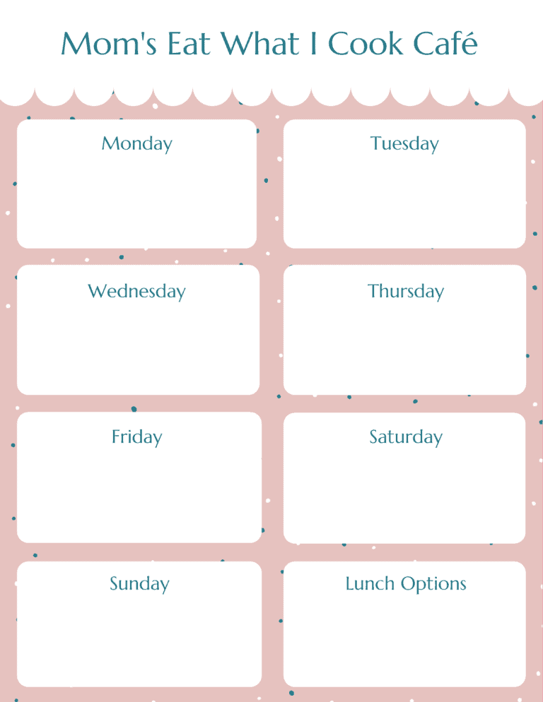 Menu Plan Printable | Yellow Cottage Living